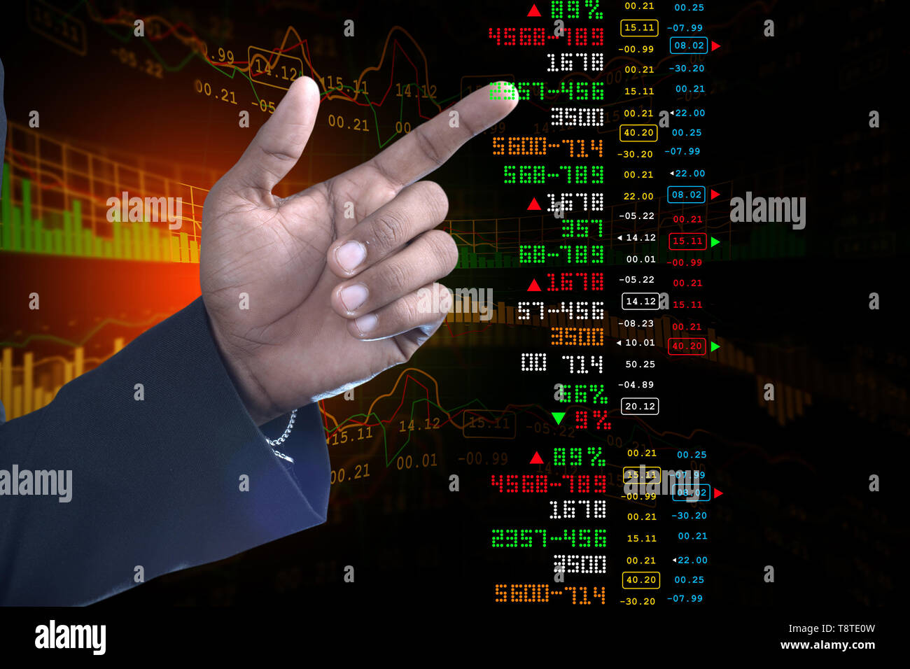 Business man showing the stock chart Stock Photo - Alamy
