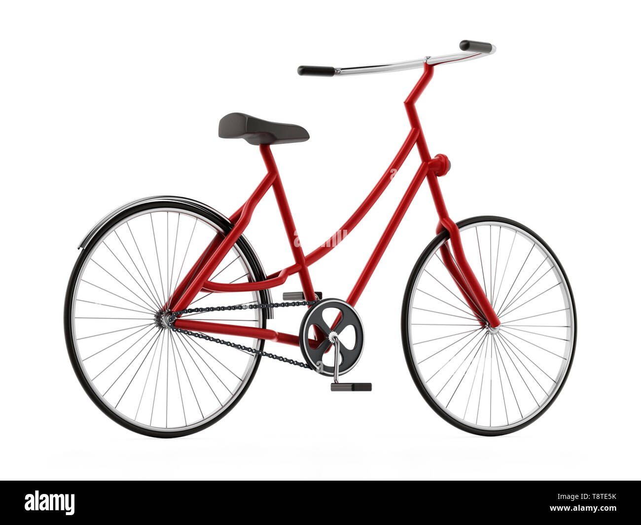 Red bicycle isolated on white background. 3D illustration Stock Photo ...