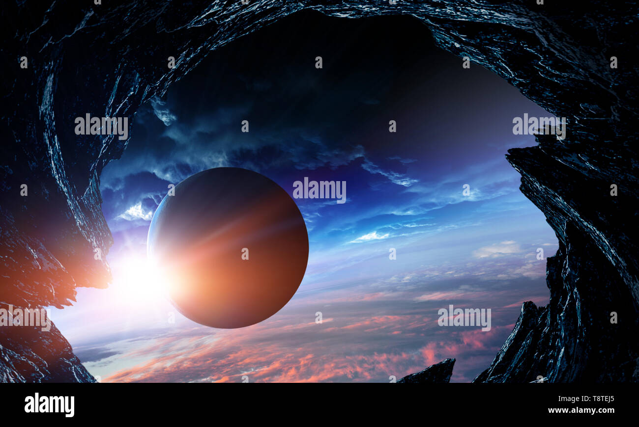 Abstract planets and space background Stock Photo - Alamy