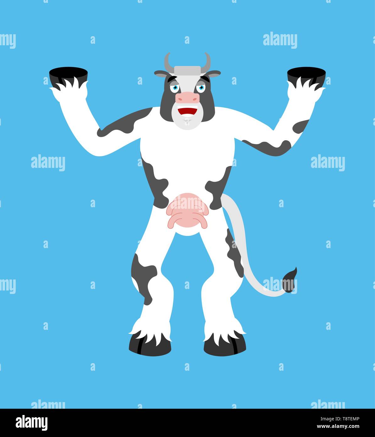 Cow happy. Farm animal merry emotions. beef Joyful. Vector illustration ...