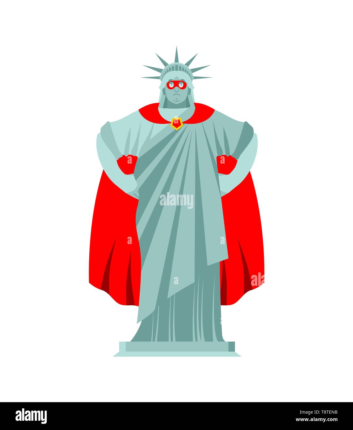 Statue of Liberty superhero. Super Sculpture Architecture USA in mask ...