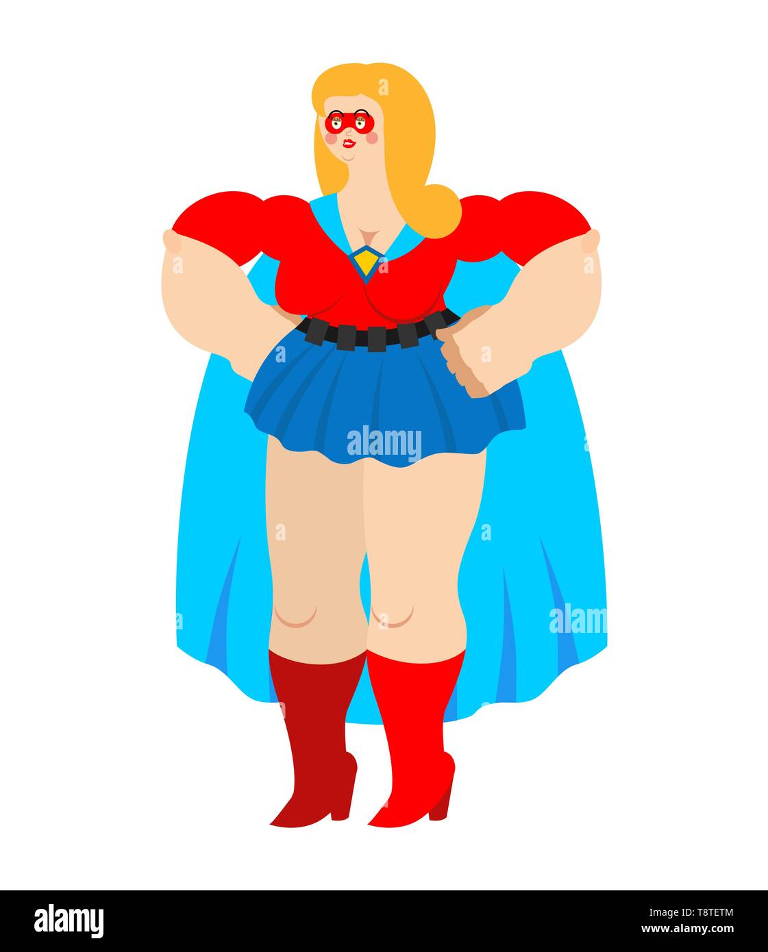 Woman superhero. Super girl in mask and raincoat. Strong lady Stock ...