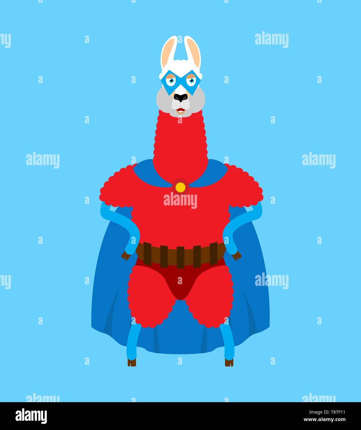 Lama Alpaca superhero. Super llama in mask and raincoat. Strong beast ...