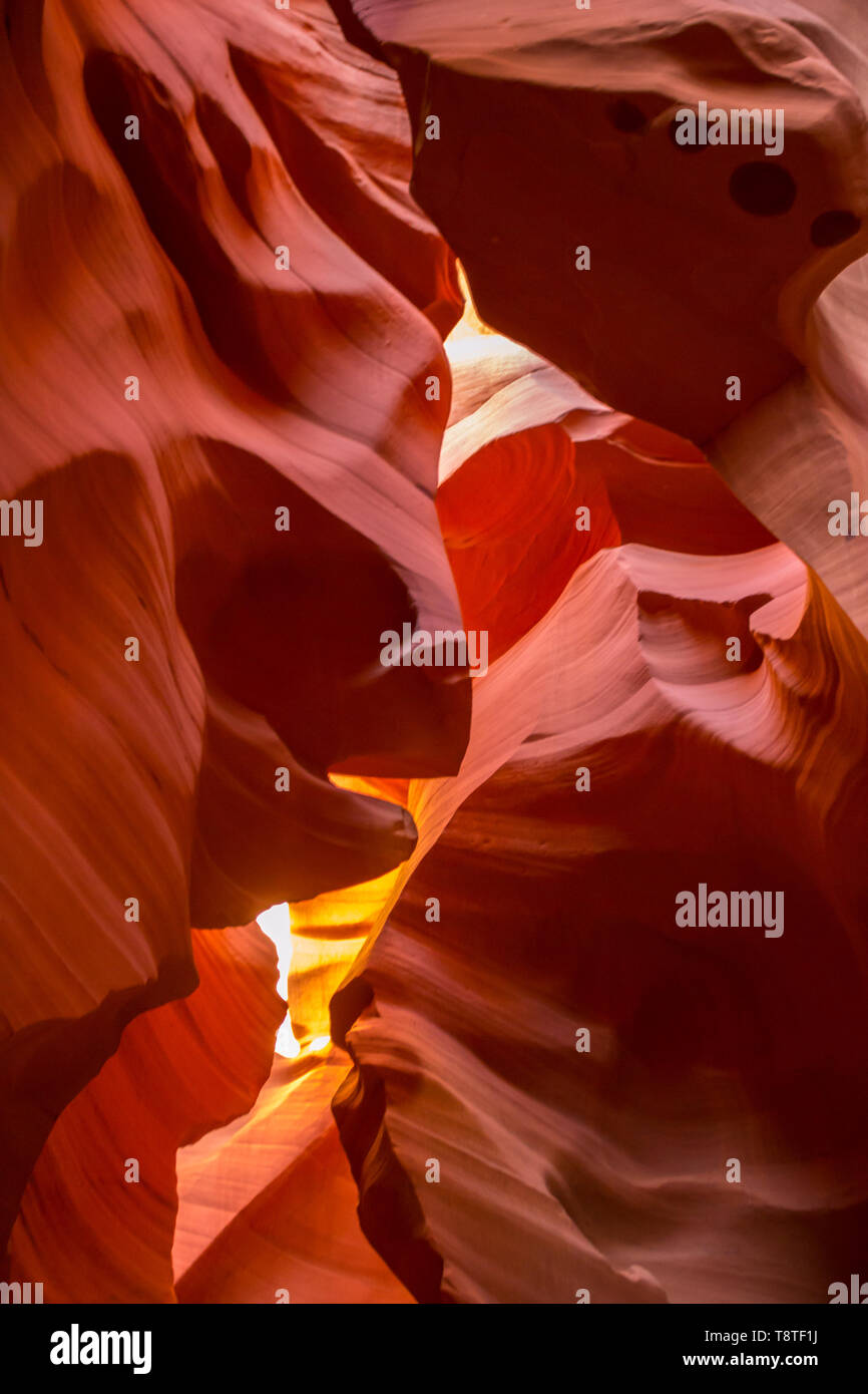 View on the eroded sand stone of Antelope Canyon, near Page, Arizona ...