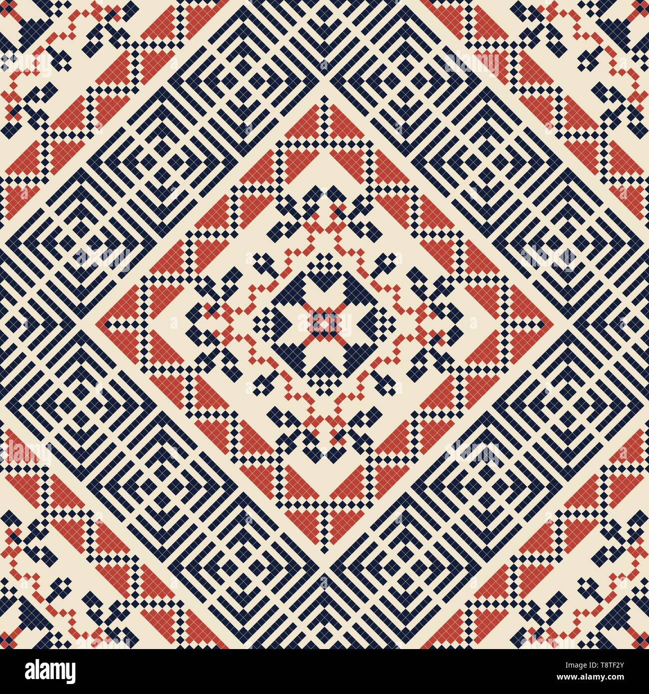 Seamless pattern design with traditional Palestinian embroidery motif ...