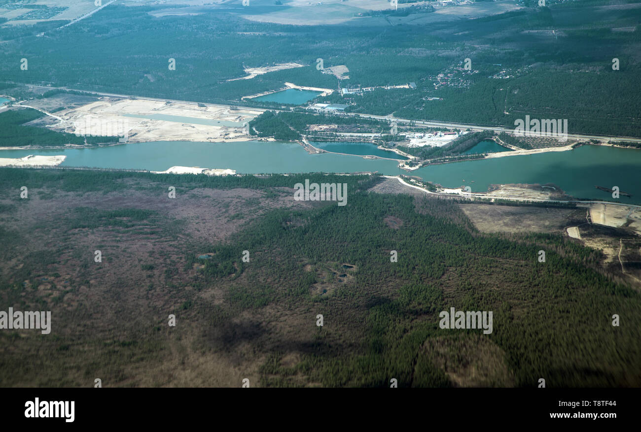 Aerial view of abandoned sand quarry in Manniku, Estonia Stock Photo ...