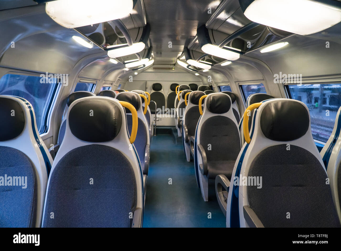 Interior view of Double-decker train Stock Photo - Alamy