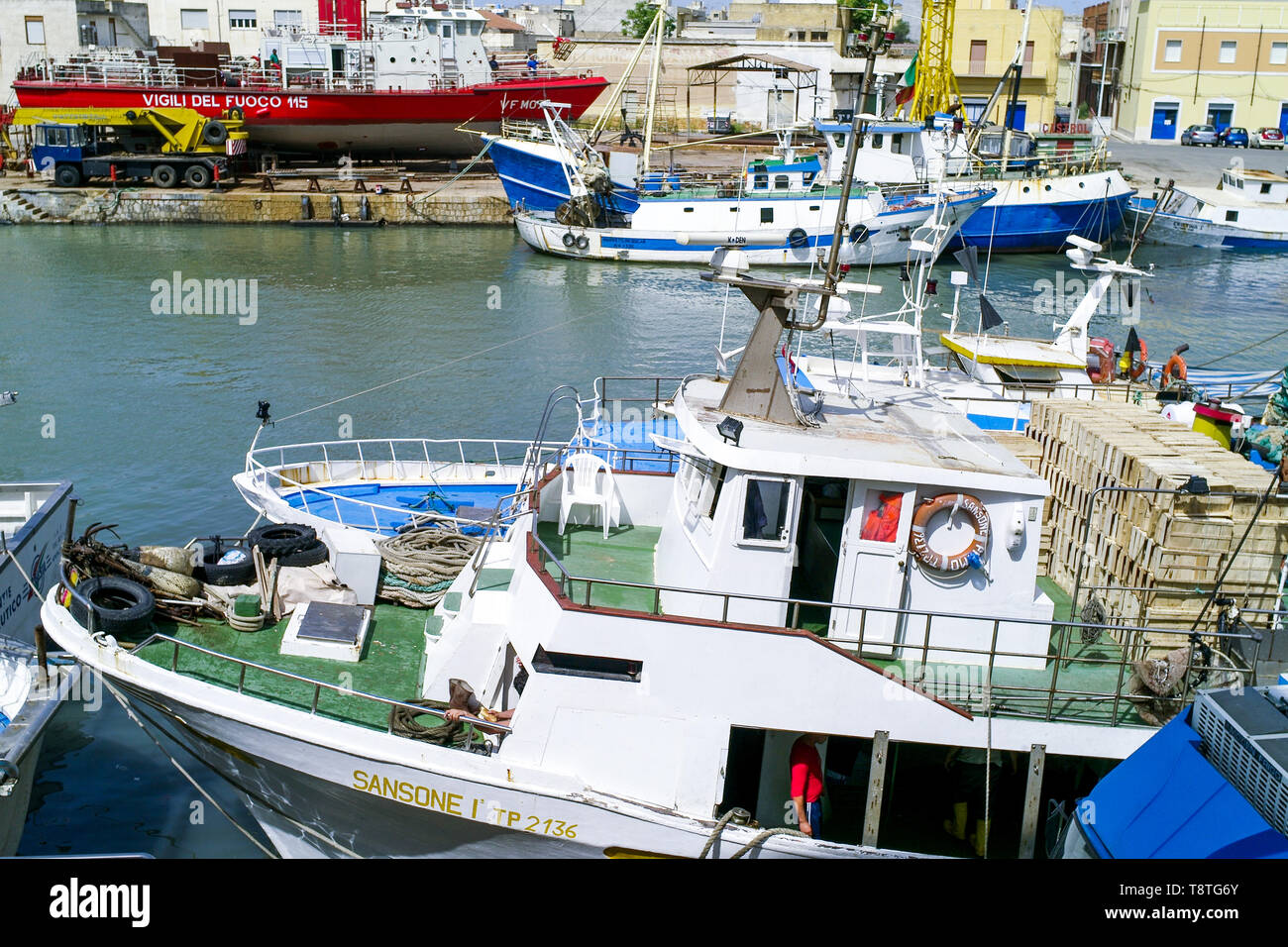 Rusted algerian fishing ships, Mazzara del Vallo, Sicily, Italy Stock ...