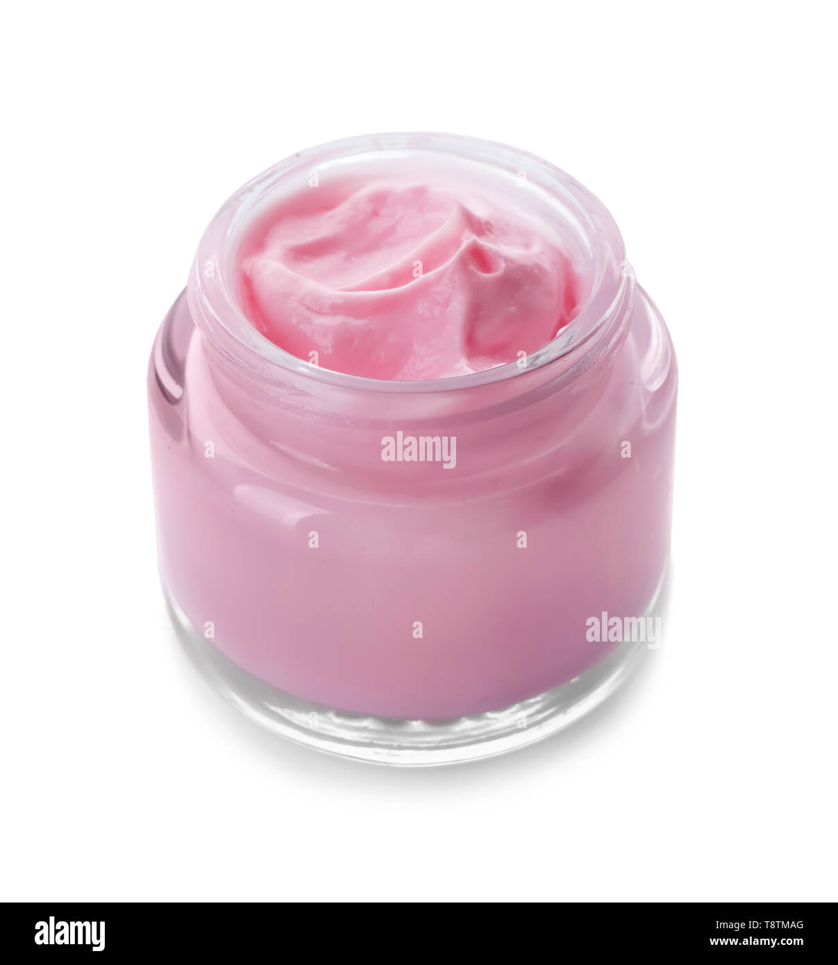 Jar with body cream on white background Stock Photo - Alamy