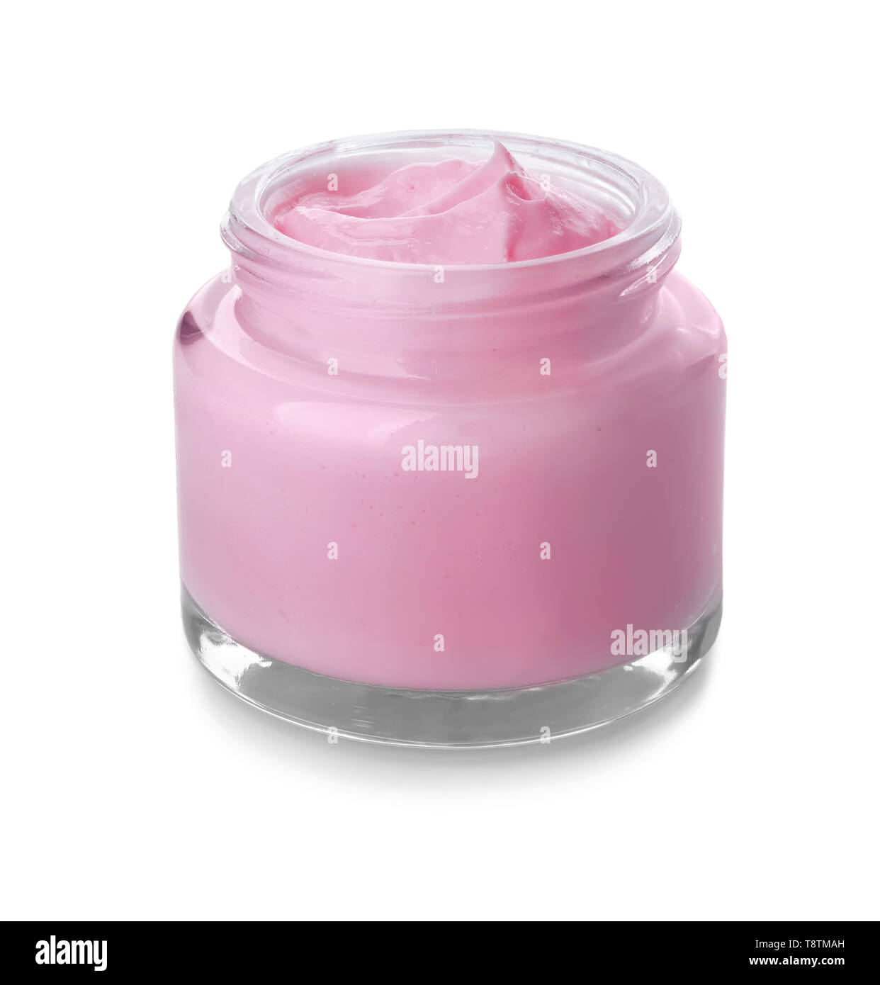 Jar with body cream on white background Stock Photo - Alamy