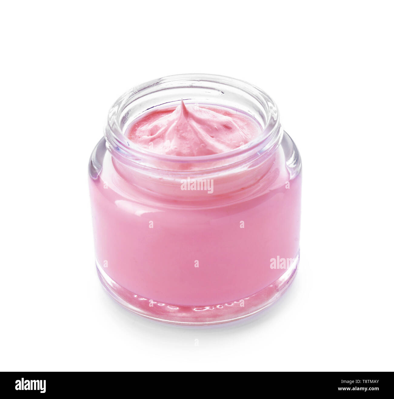 Jar with body cream on white background Stock Photo - Alamy