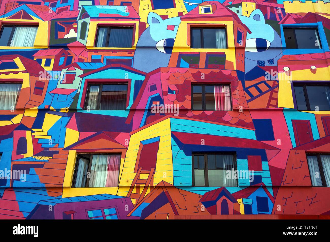 Colorfully painted house facade, San Jose, San Jose Province, Valle ...