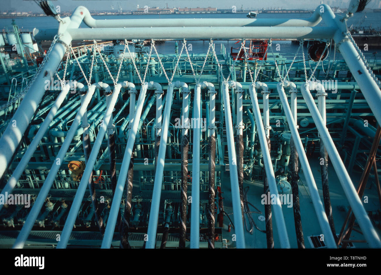 Oil Tanker On Deck Piping Stock Photo - Alamy