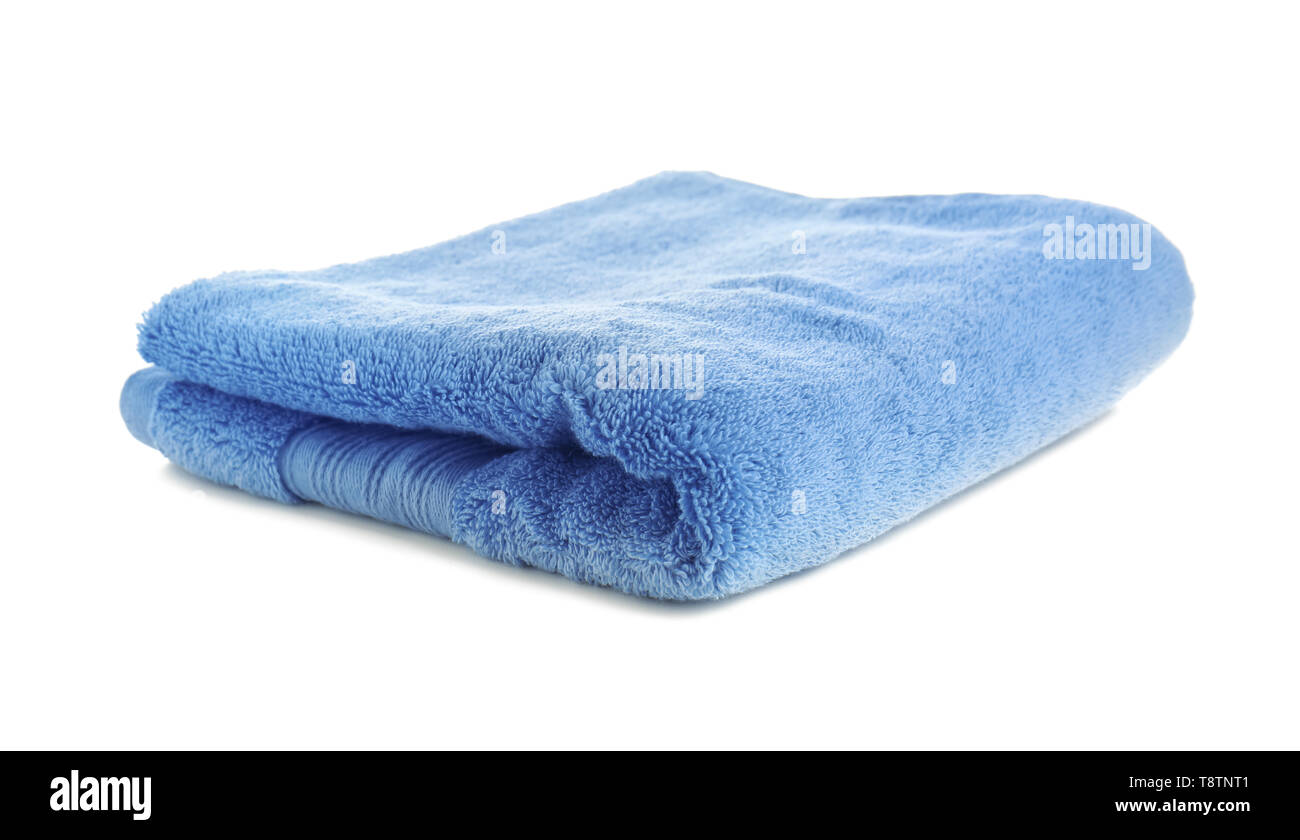 Clean soft towel on white background Stock Photo - Alamy
