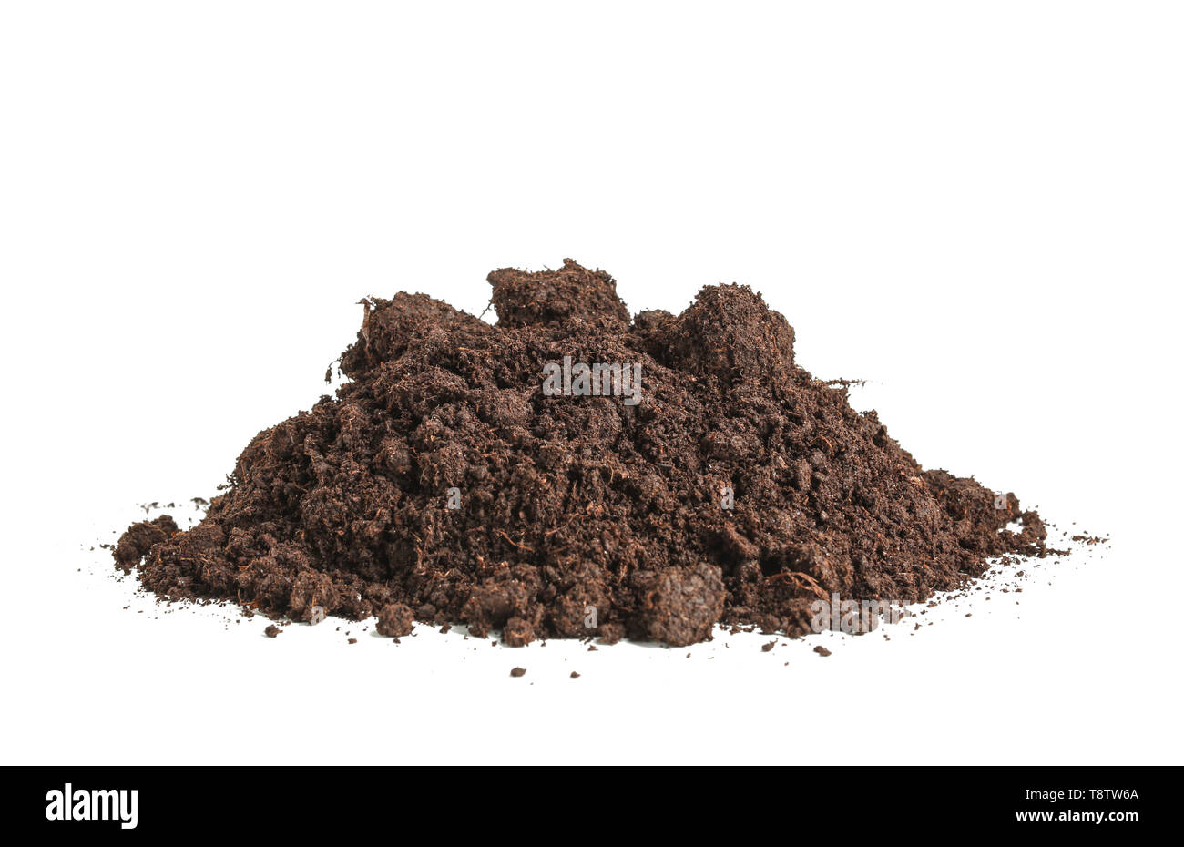 Heap of soil on white background Stock Photo - Alamy