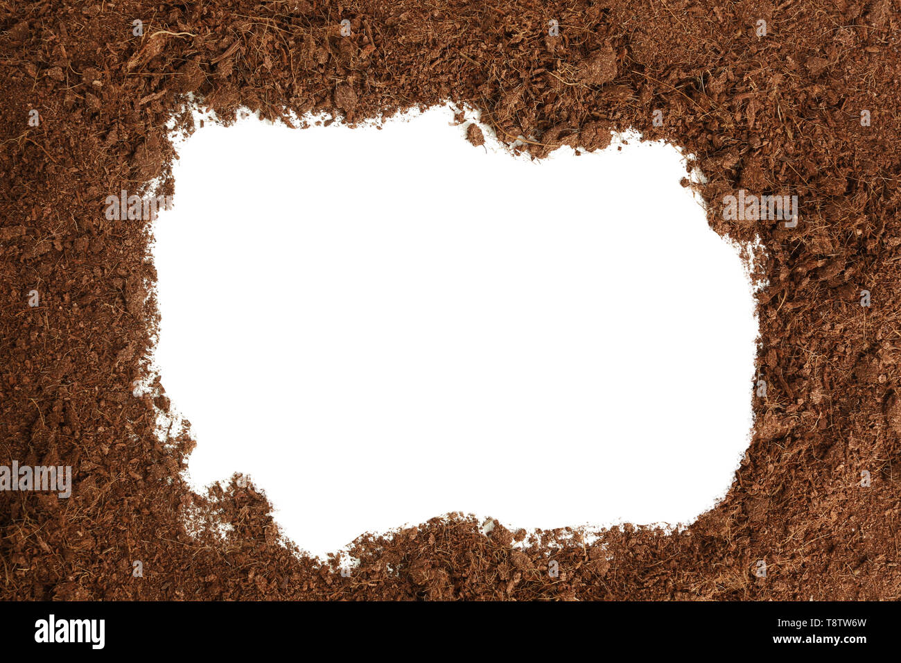 Frame made of soil on white background Stock Photo - Alamy