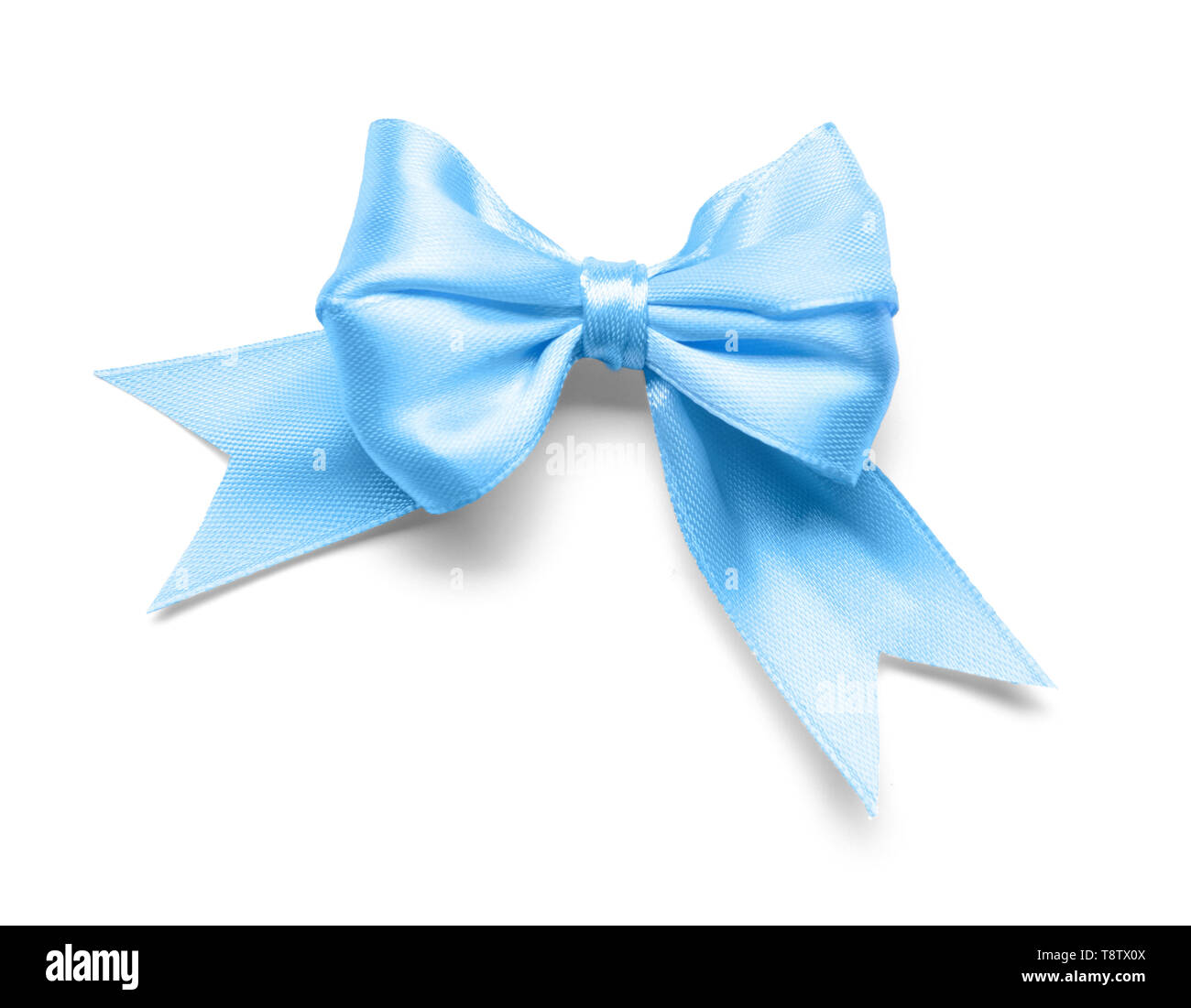 Beautiful bow made from blue ribbon on white background Stock Photo - Alamy
