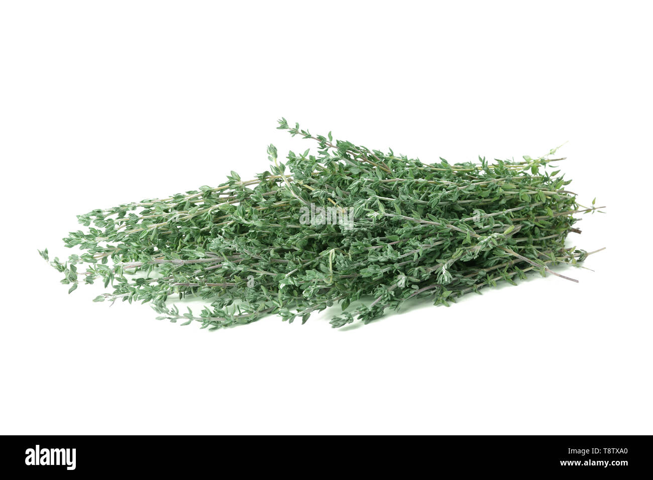 Fresh thyme on white background Stock Photo - Alamy