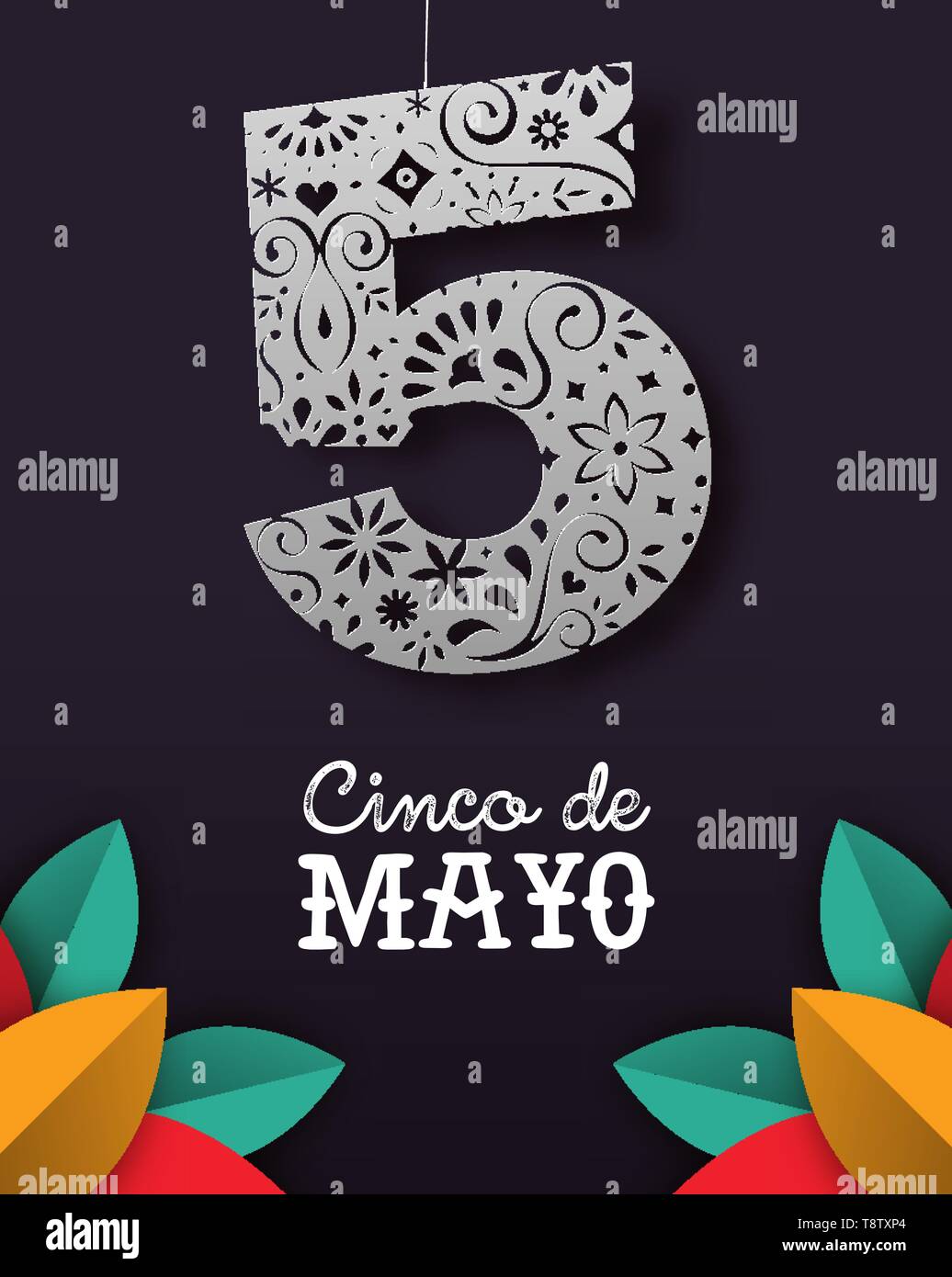 Cinco de Mayo papercut illustration for mexico celebration holiday ...