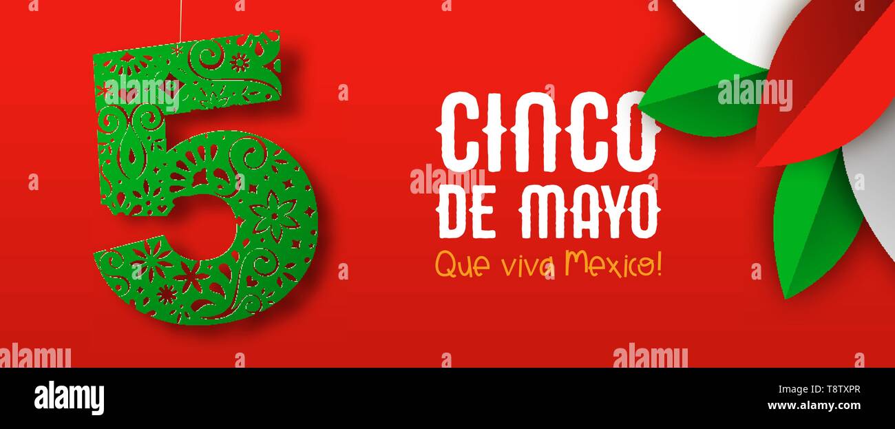 Cinco de Mayo web banner in 3d papercut style. Mexican independence ...