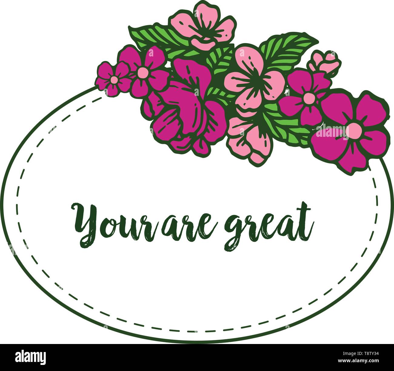 Vector illustration decor card your are great with pattern art leaf ...