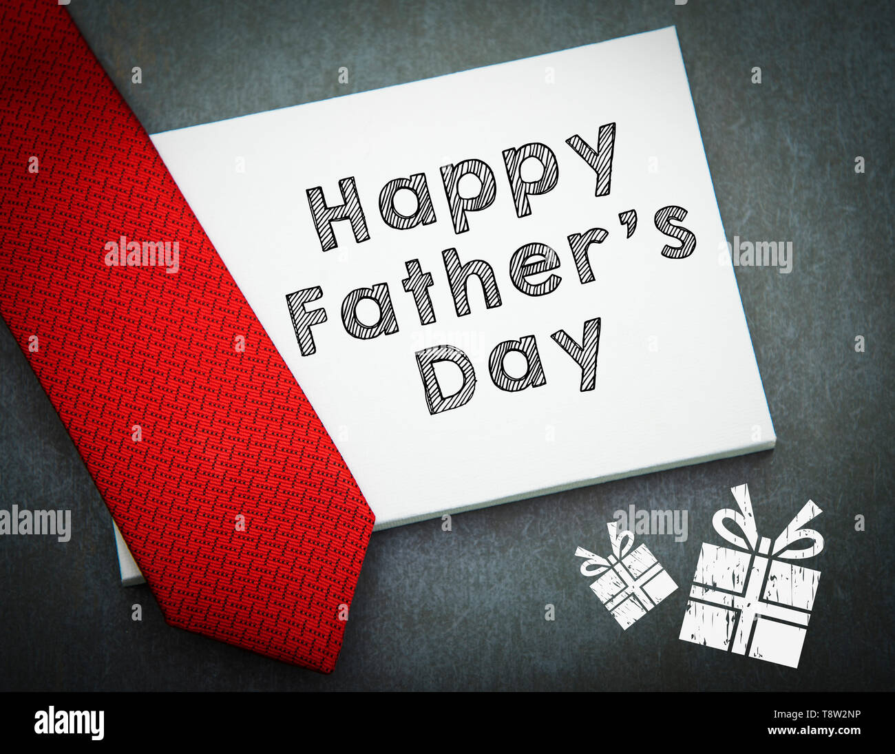 Happy Father's Day Text with Tie Over White Board Stock Photo - Alamy