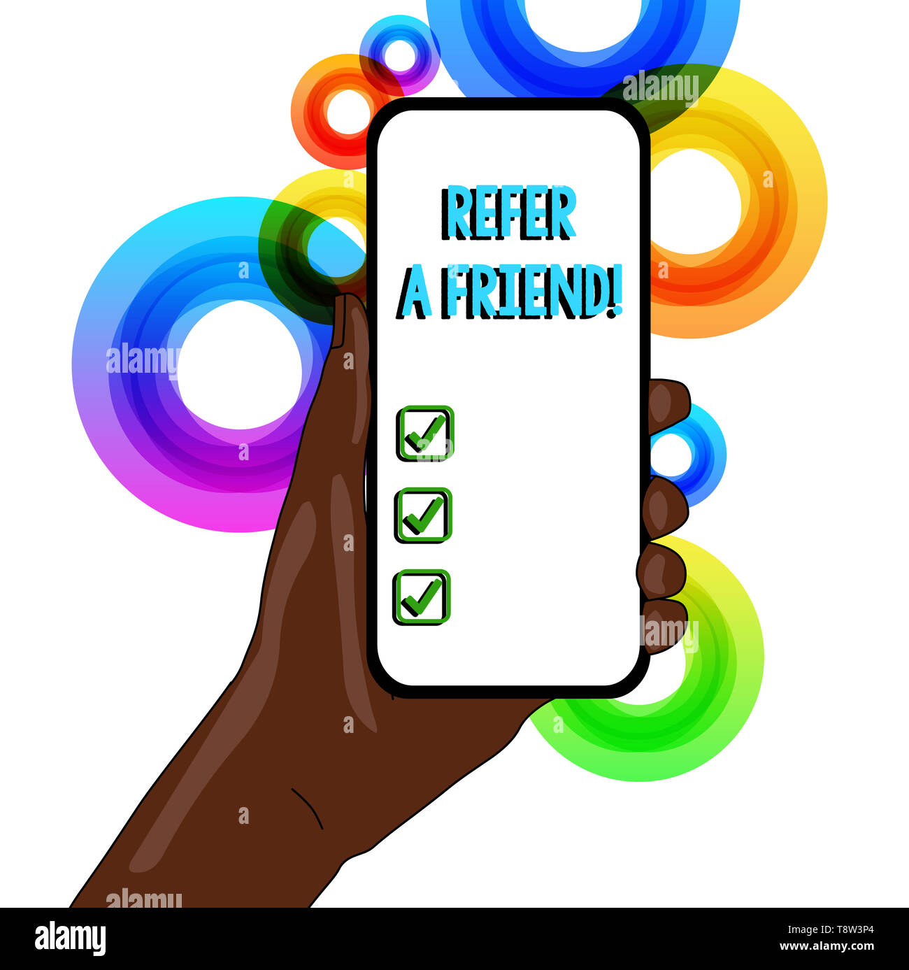 Conceptual hand writing showing Refer A Friend. Concept meaning direct ...