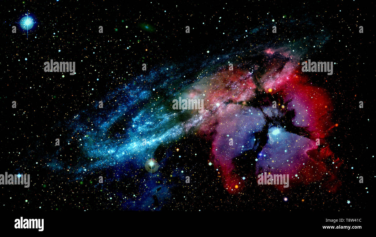 Beautiful nebula, mysterious universe and bright stars in outer space ...