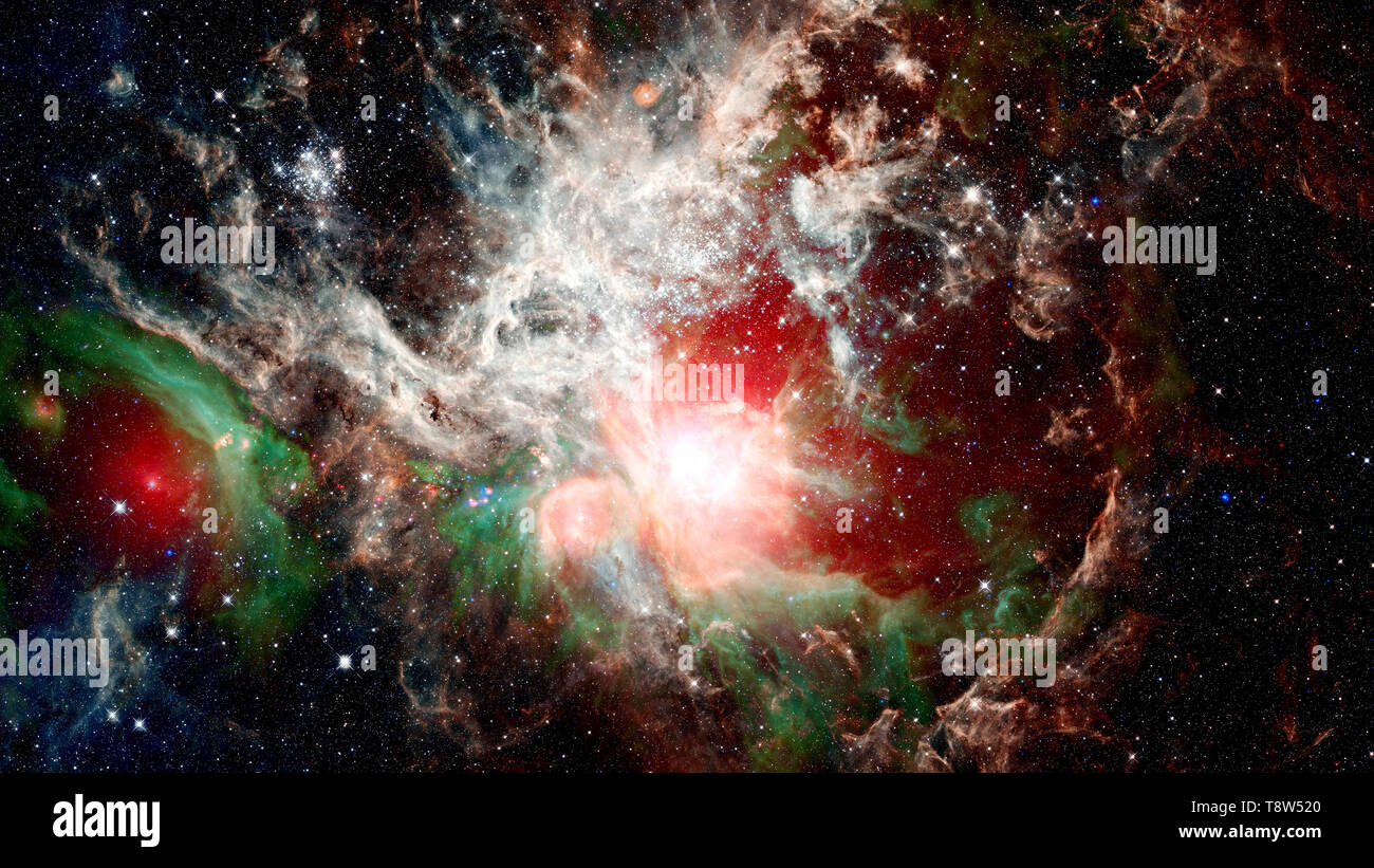 Outer space art. Nebulas, galaxies and bright stars in beautiful ...