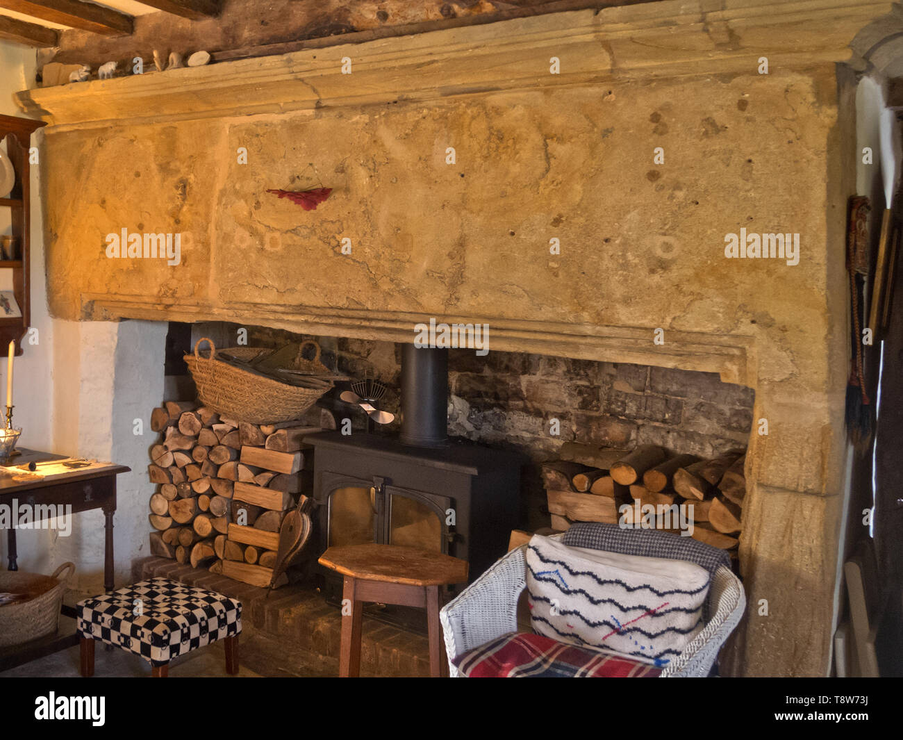 the interior of the National Trusts Priests House at Muchelney in ...