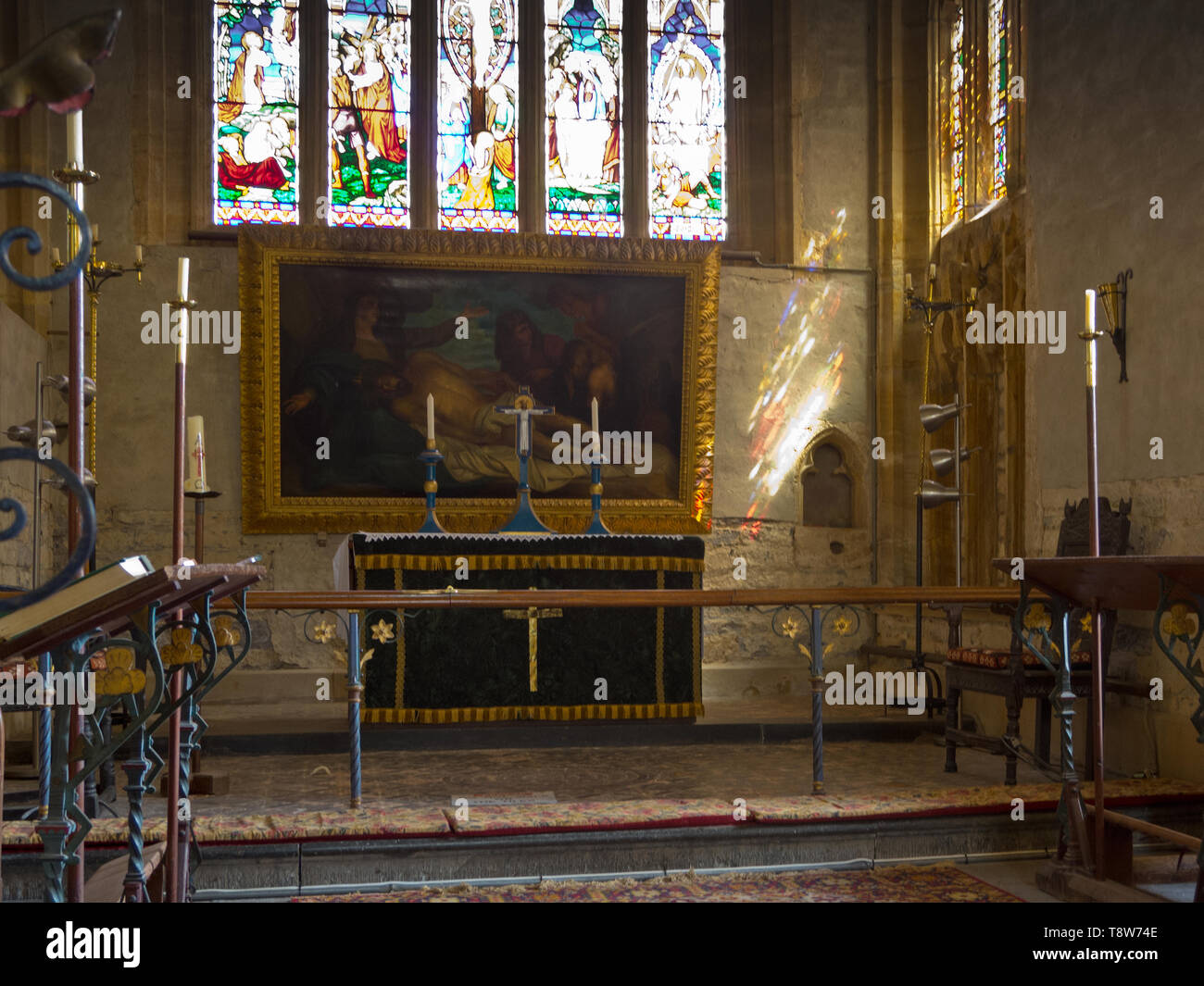the Altar and stain glass windows at the east end of the Church of St ...