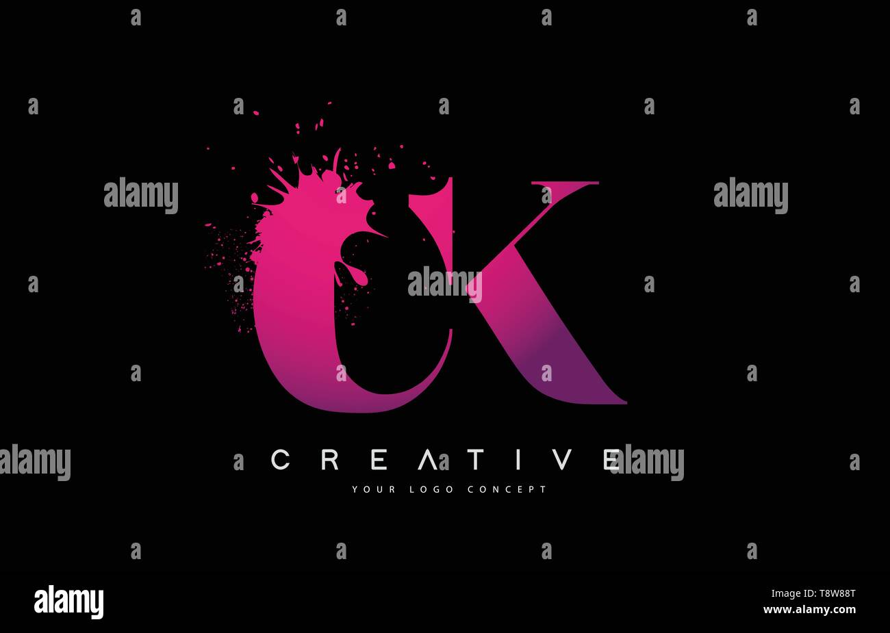 Ck text logo Stock Vector Images - Alamy