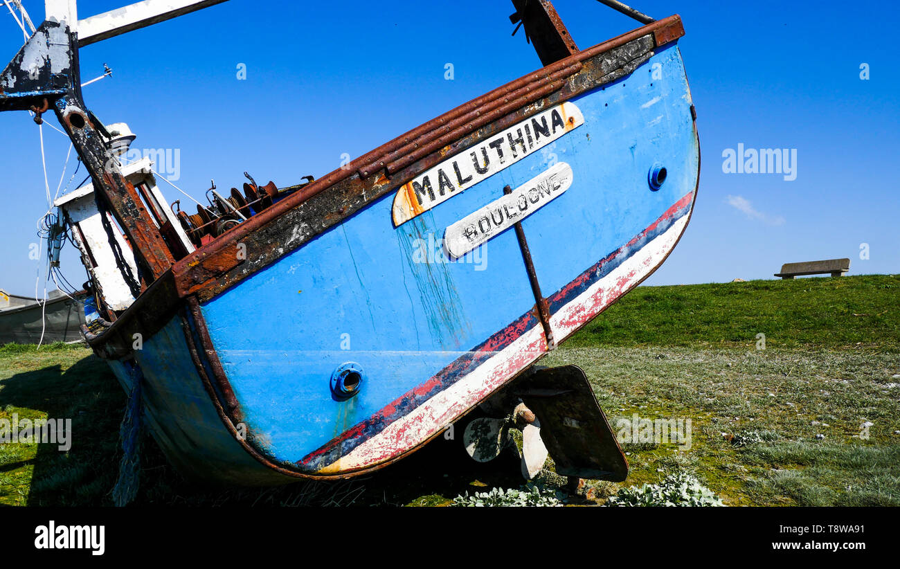 Fishing ship wreck, Le Crotois, Bay of Somme, Hauts-de-France, France ...