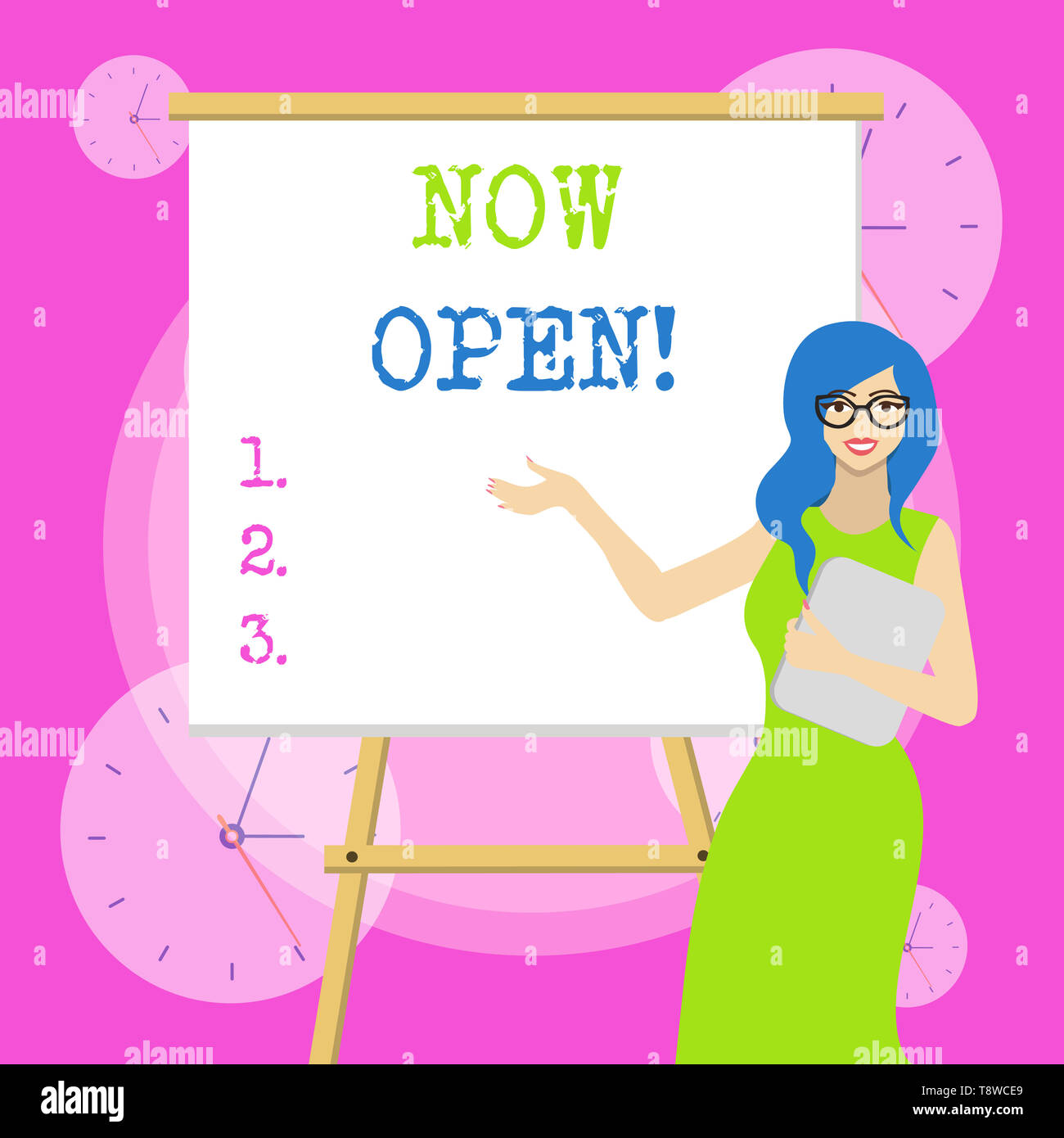 Conceptual hand writing showing Now Open. Concept meaning leave door or ...