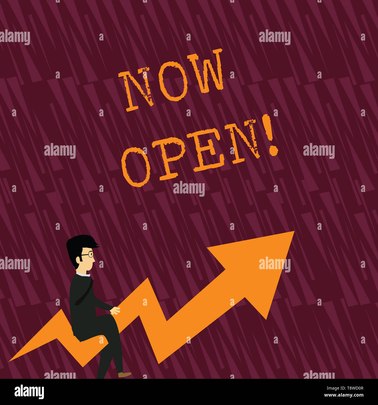 Text sign showing Now Open. Business photo showcasing leave door or ...