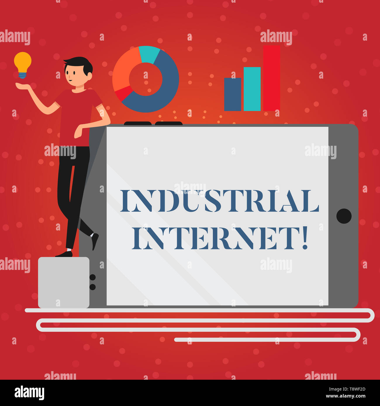 Writing note showing Industrial Internet. Business concept for use of ...