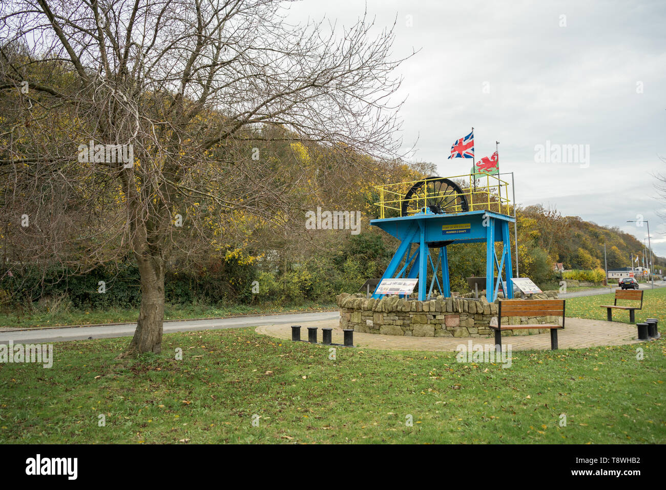 Mining Memorial Wheel, North Wales Stock Photo - Alamy