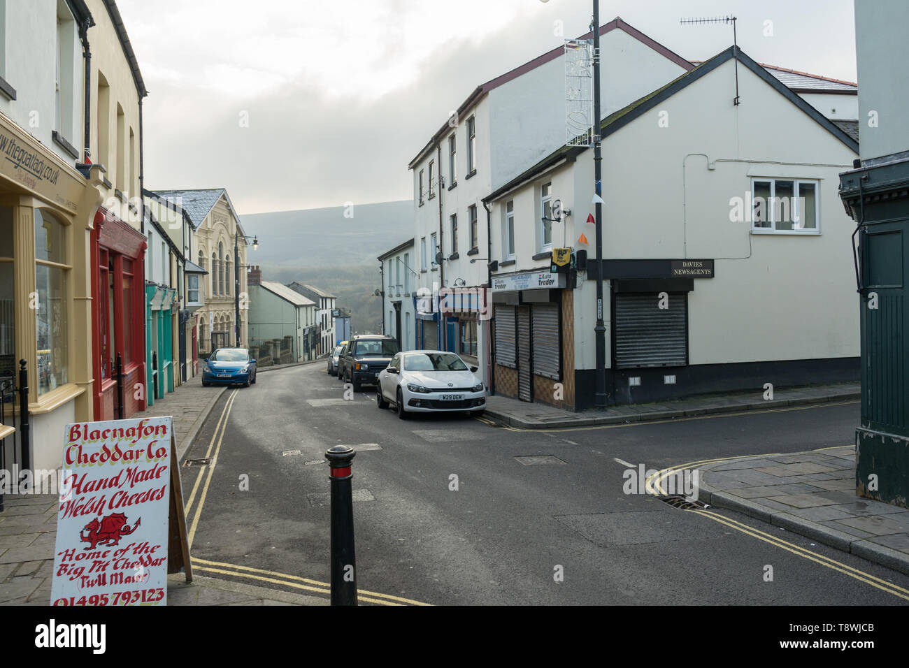 Welsh town high street, South Wales Stock Photo - Alamy