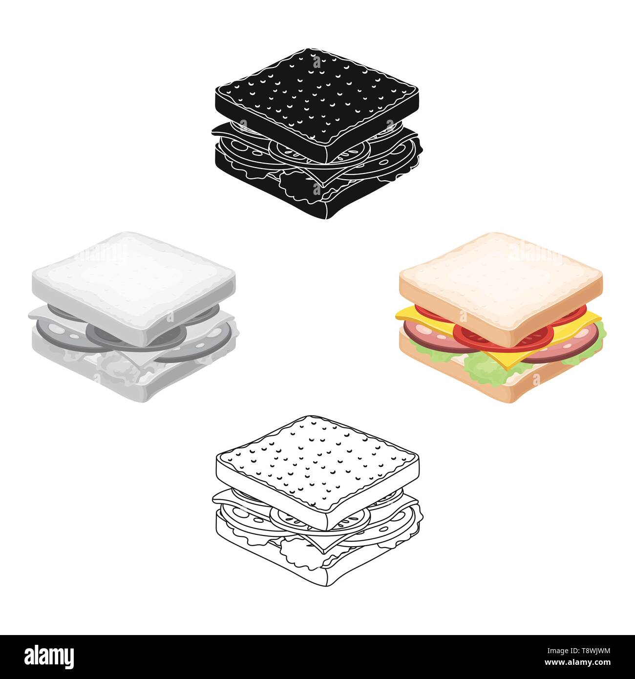 Burger and ingredients cartoon icons in set collection for design ...