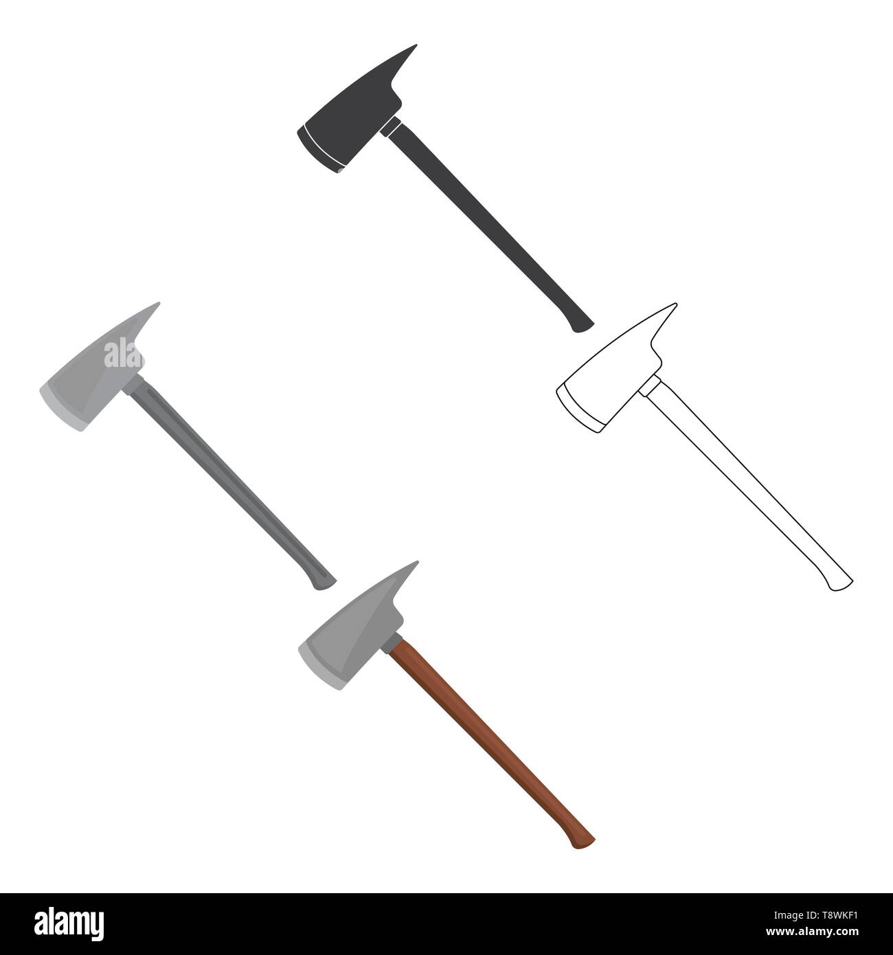 Fire axe icon cartoon,black style. Single silhouette fire equipment ...