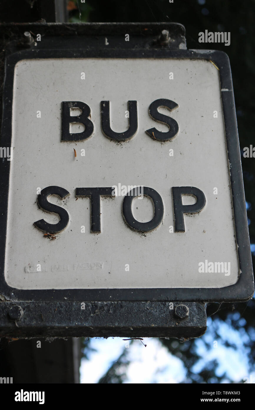 Vintage bus stop sign hi-res stock photography and images - Alamy