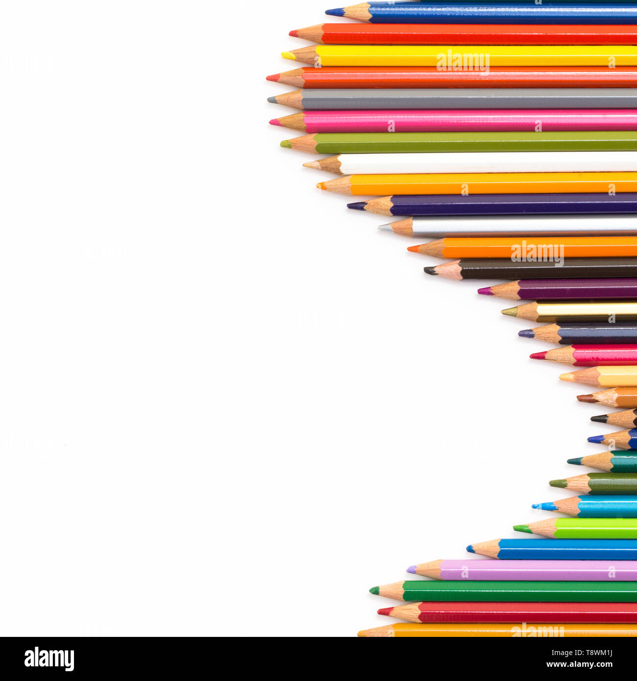 Colour pencils isolated on white background. Wood texture pencil with ...