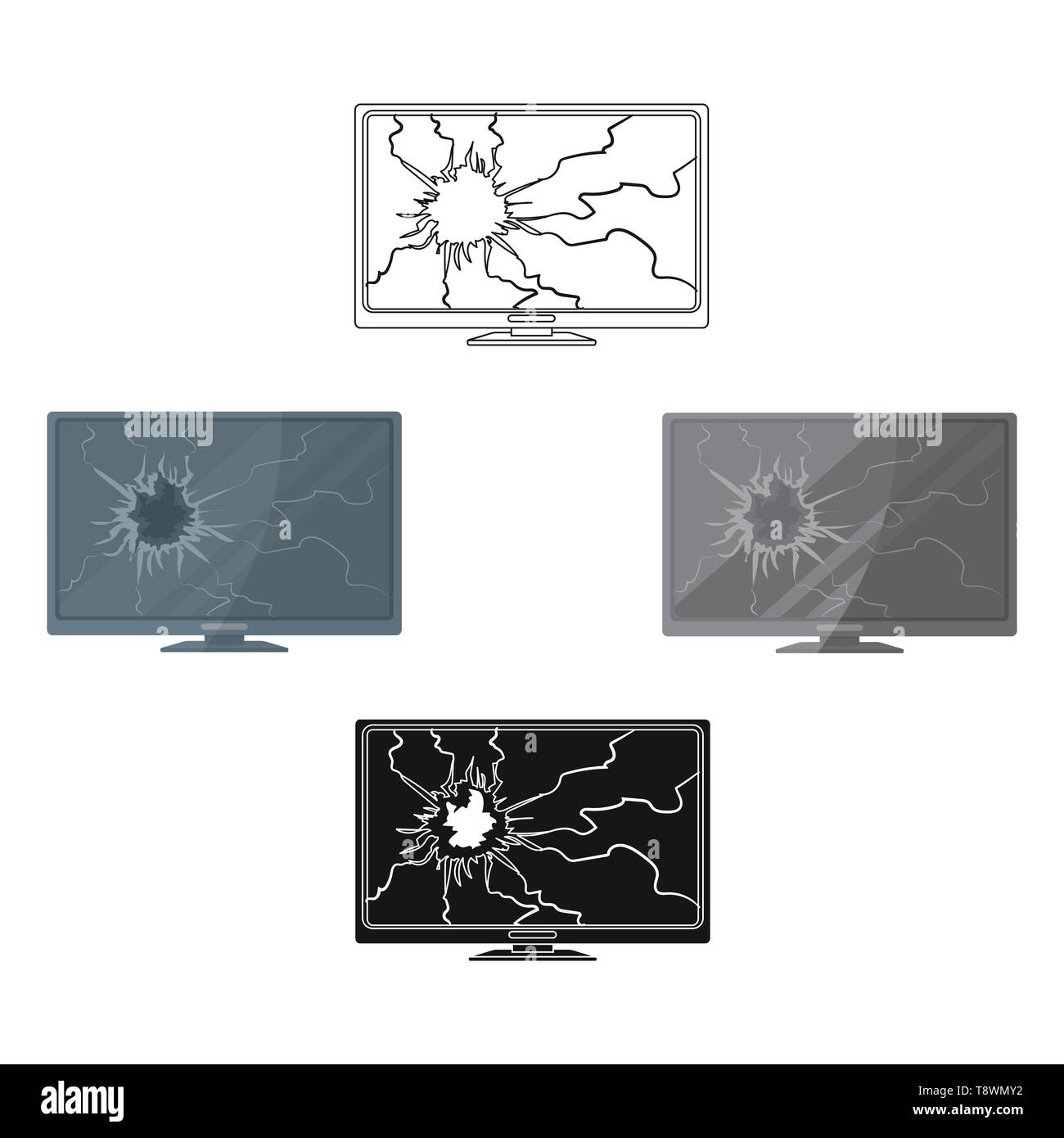 art,broken,cartoon,black,cathode ray tube,collapse,corroded,cracked ...