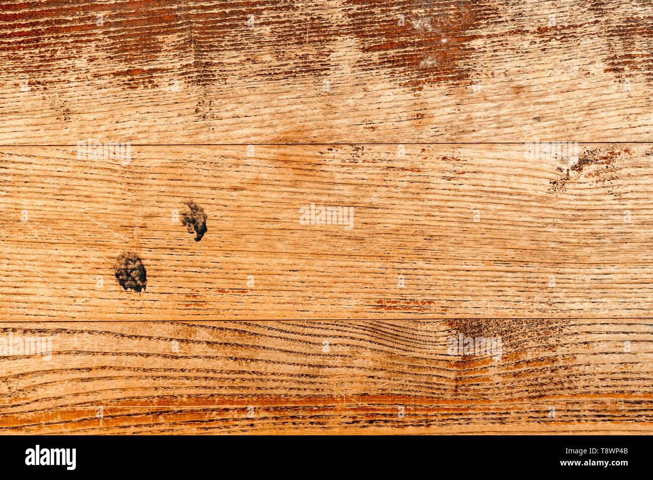 Rustic worn oak wood flooring surface as background. Weathered wooden ...