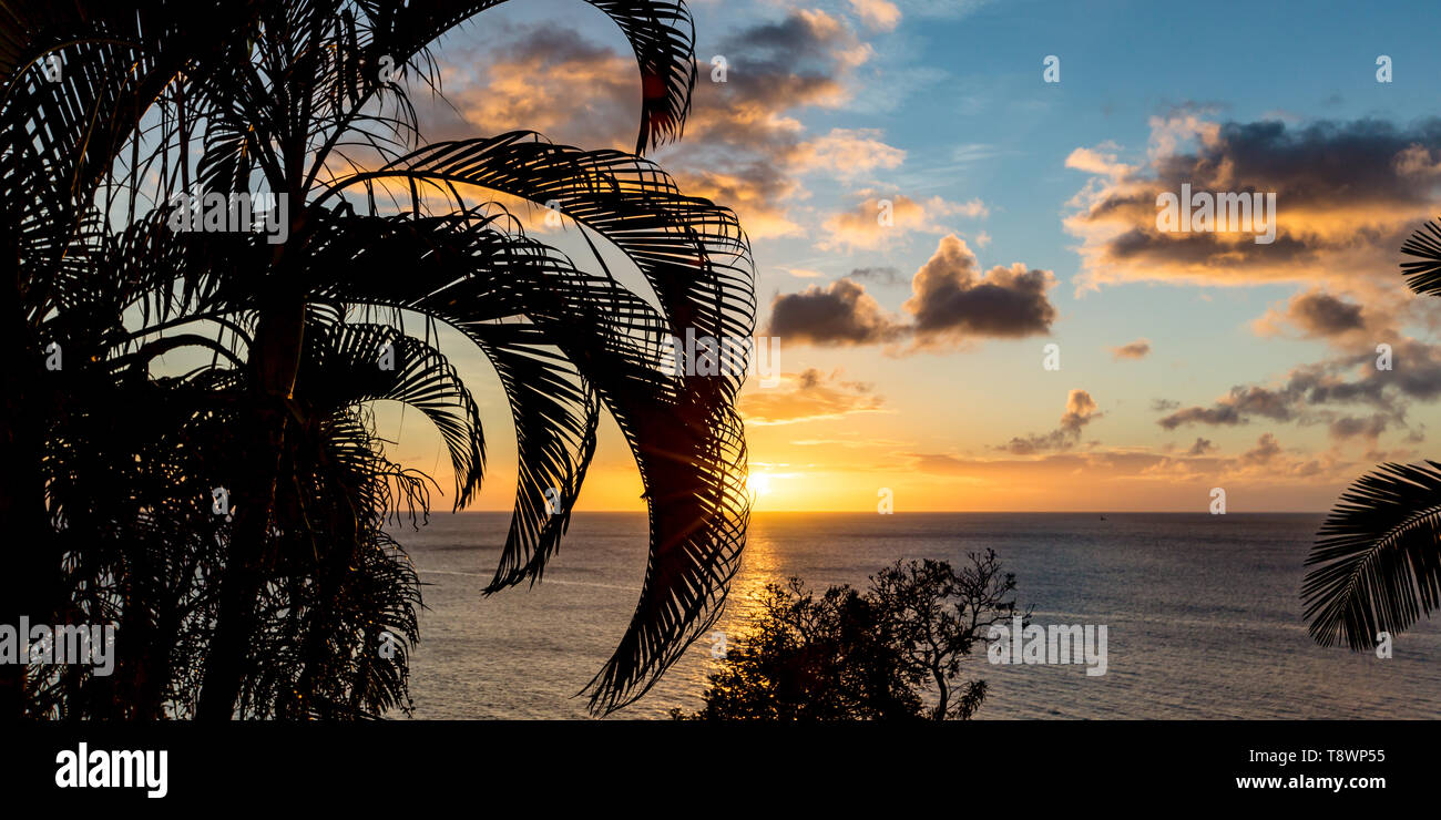 Sunset view from the island of St Lucia in the Caribbean Stock Photo ...