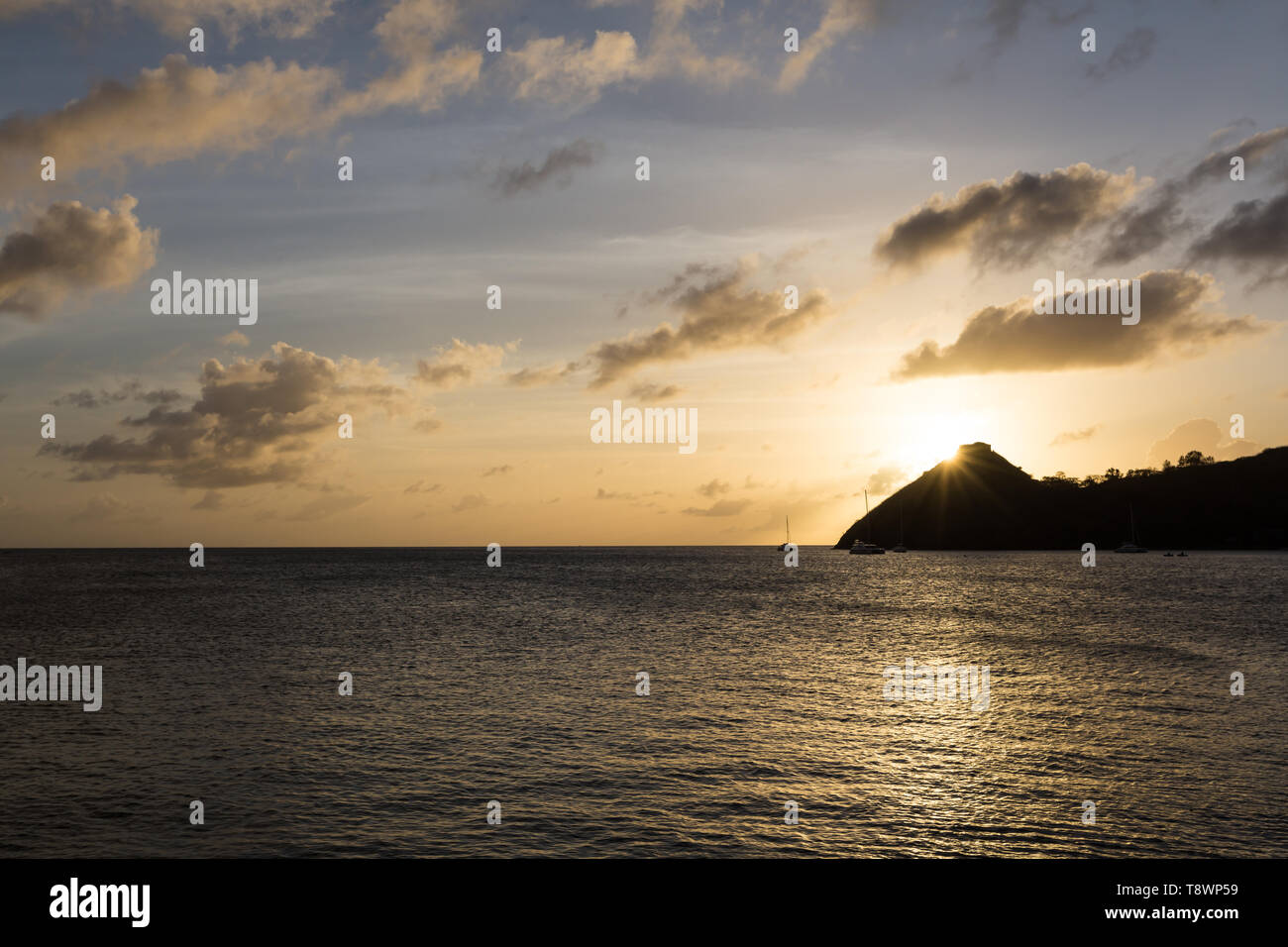 Sunset view from the island of St Lucia in the Caribbean Stock Photo ...