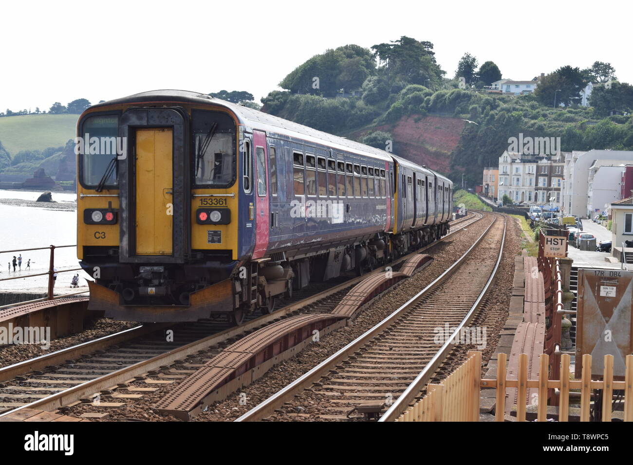 First Great Western Class 153 pulls out of Dawlish Station Stock Photo ...