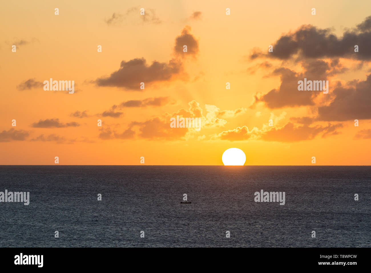 Sunset view from the island of St Lucia in the Caribbean Stock Photo ...