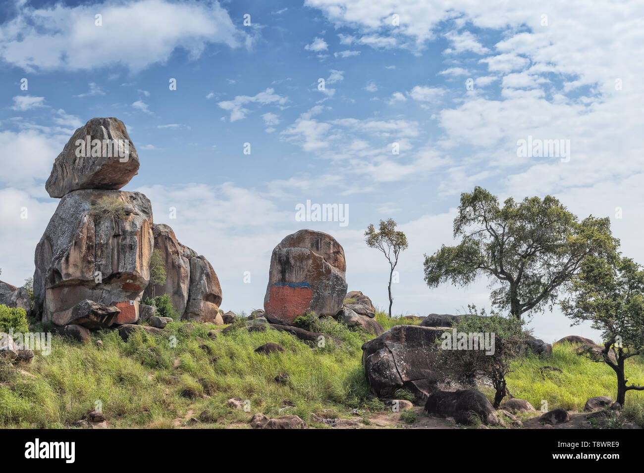 Solitary stones inserted in the African vegetation on the way to ...