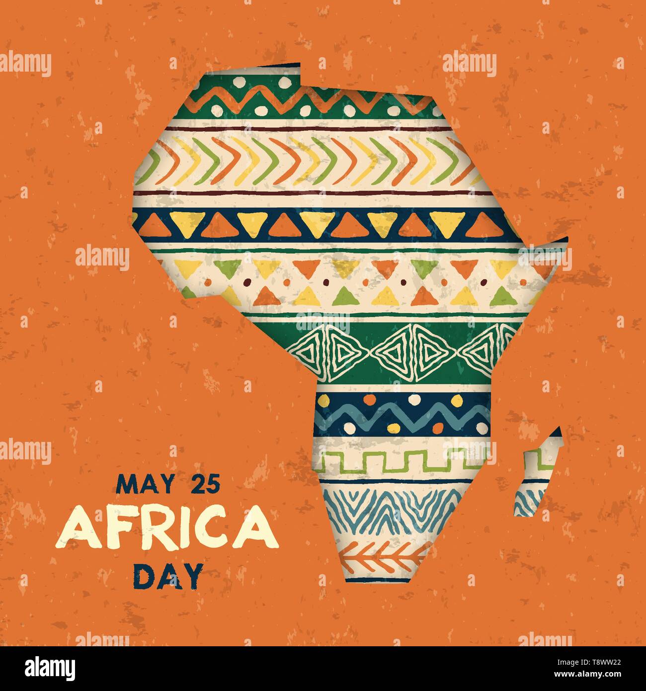 Africa Day greeting card illustration for 25 may celebration. African ...